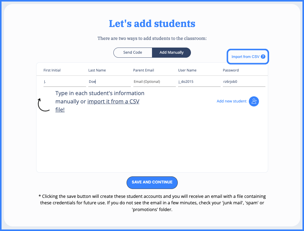Creating Classrooms and Adding Students